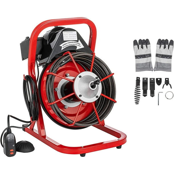 SHZOND 3/8 Inch x 50ft Drain Cleaning Machine with 4 Cutters and Foot ...