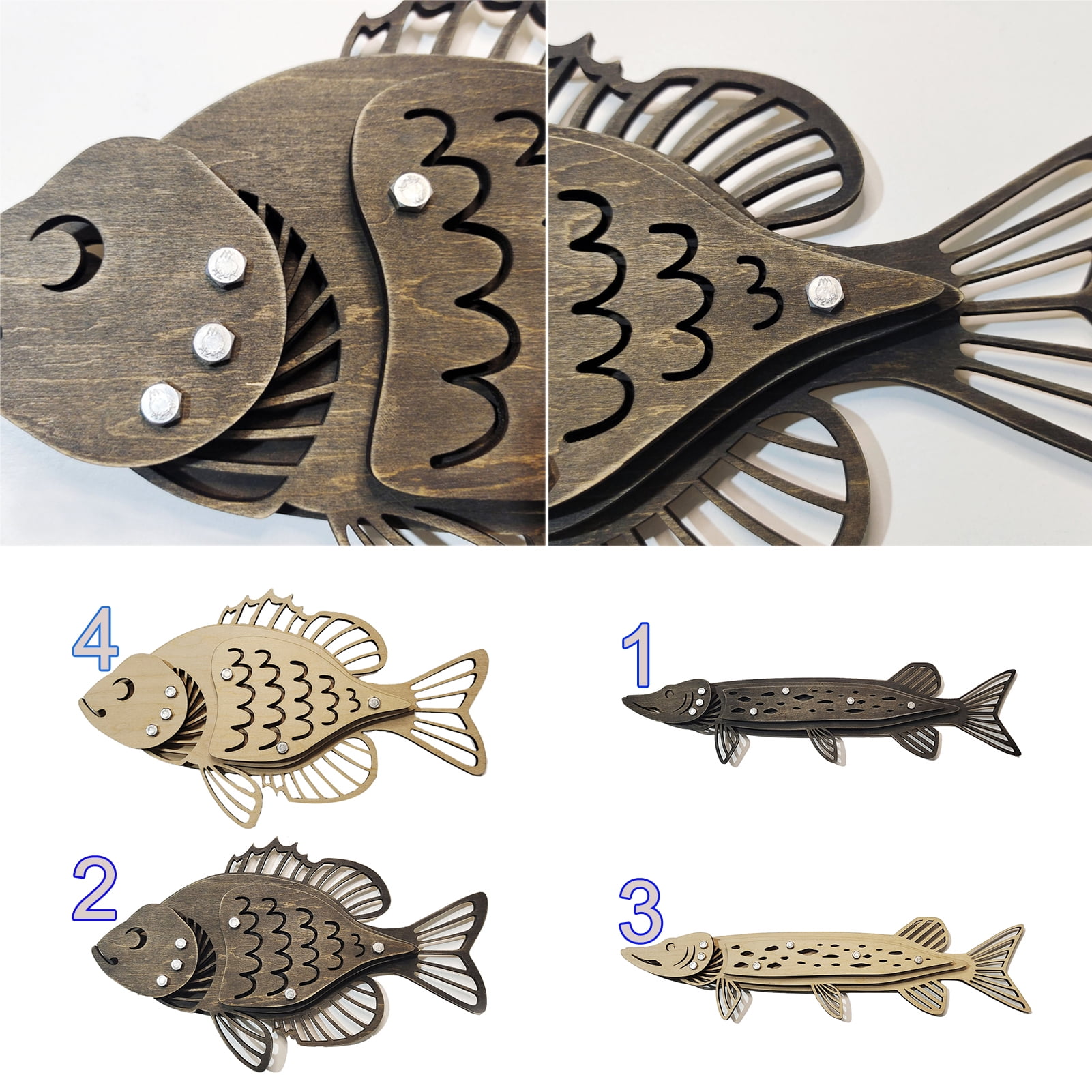 Walbest Wooden Fish Crafts Hanging Ornament, Creative Three-dimensional ...