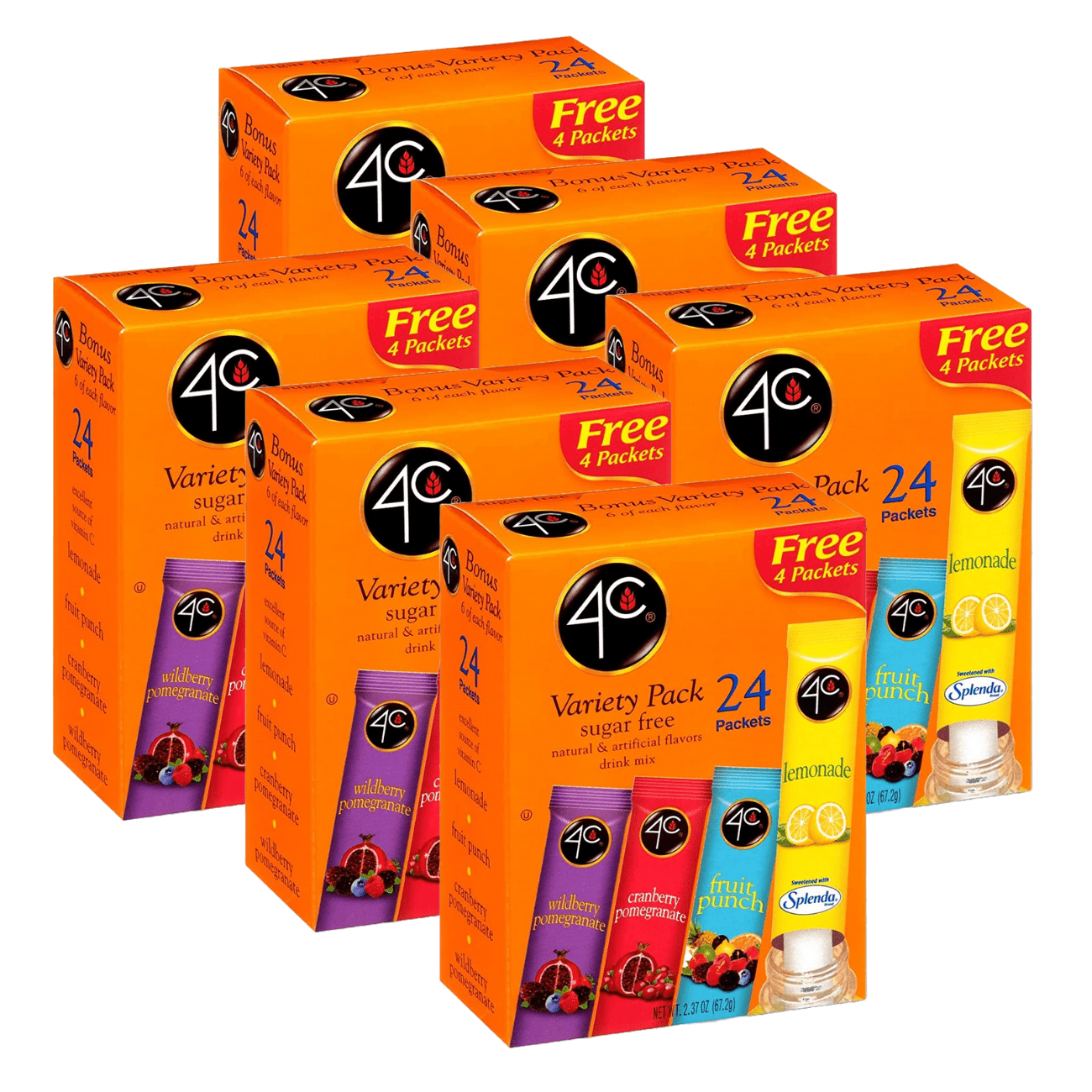 4C Sugar Free Drink Mix Sticks Flavor: Bonus Variety Pack (24 stick box ...
