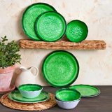 12-Pc. Rustic Melamine Dinnerware Set - Green - Walmart.com