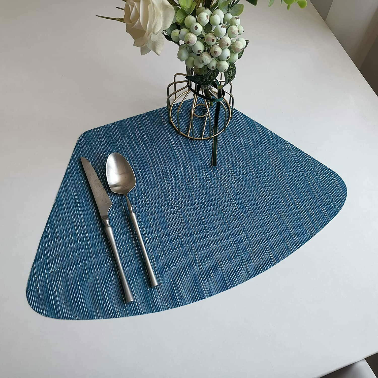 Blue Placemat Non-Slip Wipeable Washable Dining Table Place Mats for ...