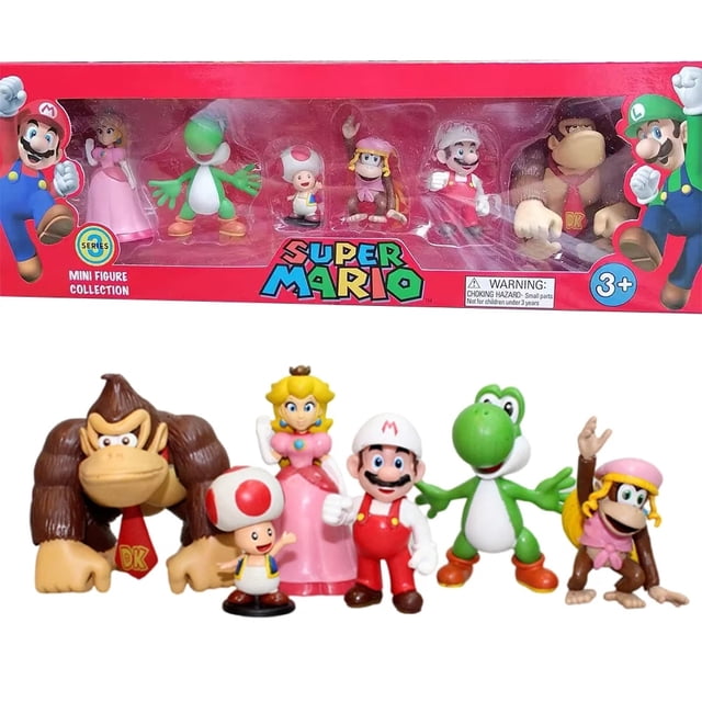 6Pcs/Set 4-7cm Super Mario Bros PVC Action Figure Toys Dolls Model Set ...