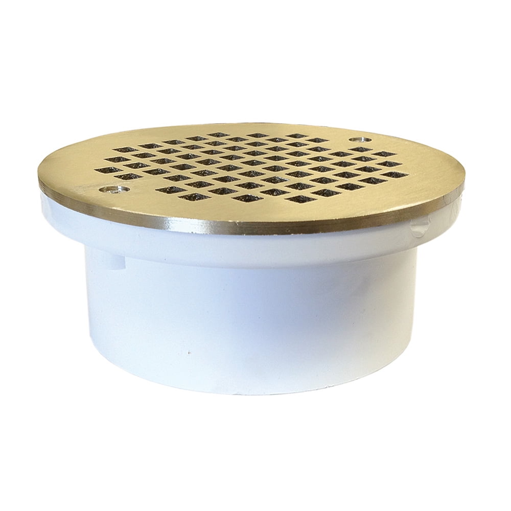 4" General Purpose PVC Drain with 6" Nickel Bronze Round Strainer ...
