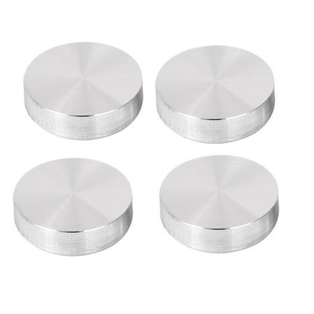 30mm x M6 Glass Table Top Adapter Round Aluminum Disc Silver Tone 4 Pcs ...