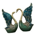 2Pcs Resin Sculpture Birds Figure Cake Topper Desktop Swan Figurines ...