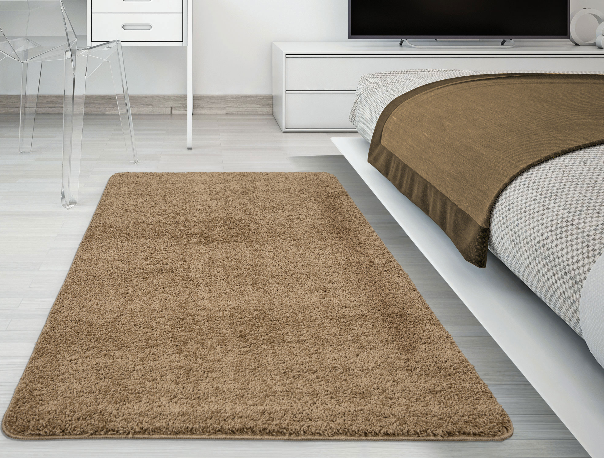 Ottomanson Luxury Non Slip Rubber Backing Soft Solid Area Rugs And