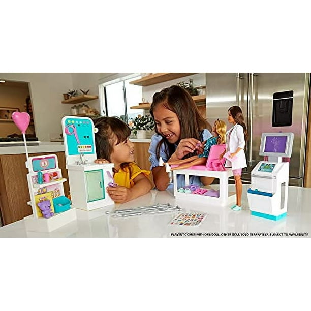 Barbie Fast Cast Clinic Playset, Brunette Doctor Doll (12-in), 30+ Play ...