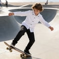Boys White Long Sleeve Dress Shirt Button Down Formal Shirt with ...