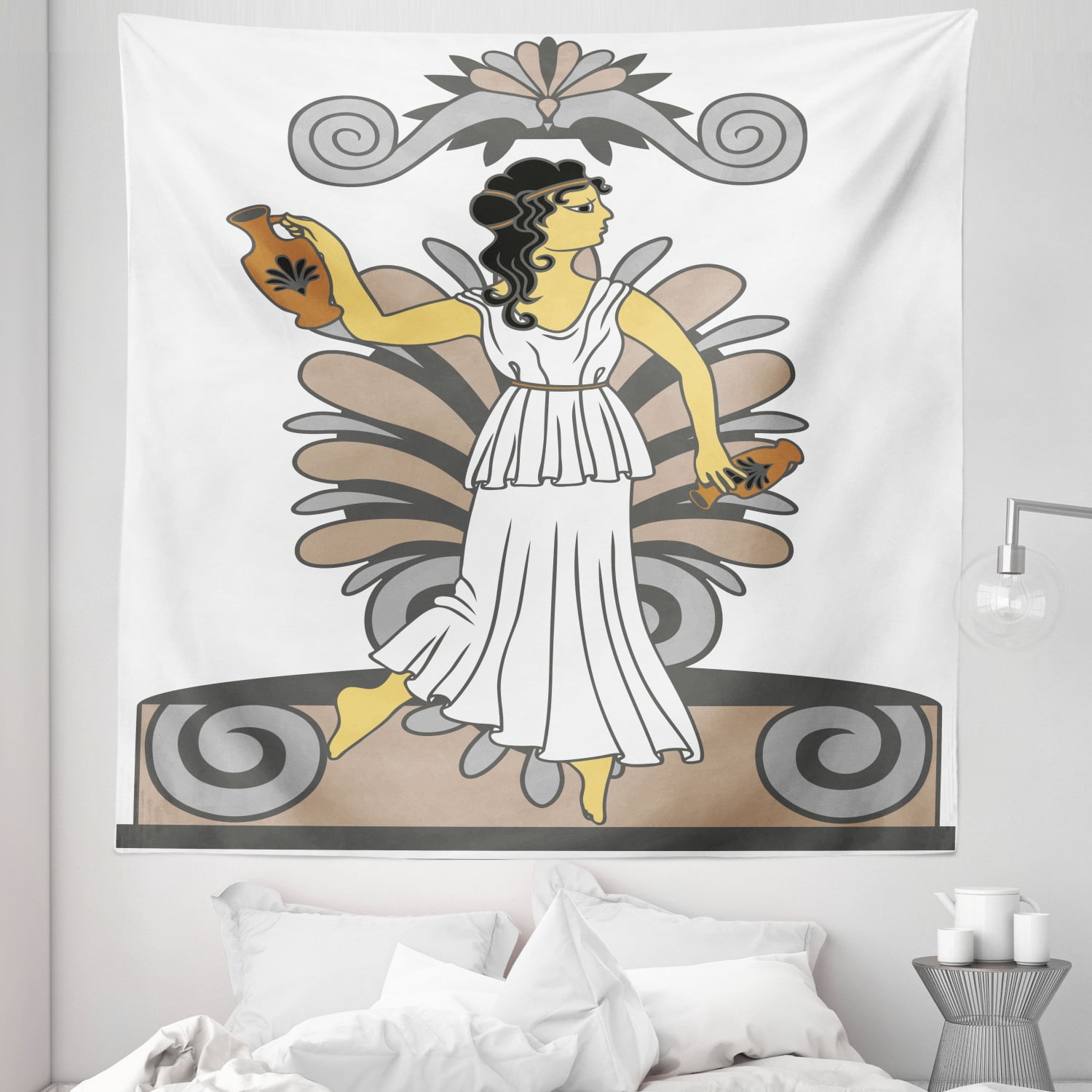 Retro Tapestry, Greek Woman with Amphoras in Classical Style Colored ...