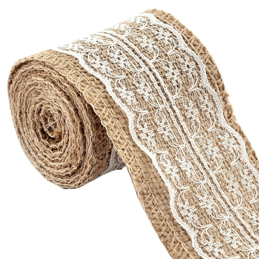 Burlap Art Crafting Lace Ribbon Roll White 2.2 Yards for Wedding Home ...