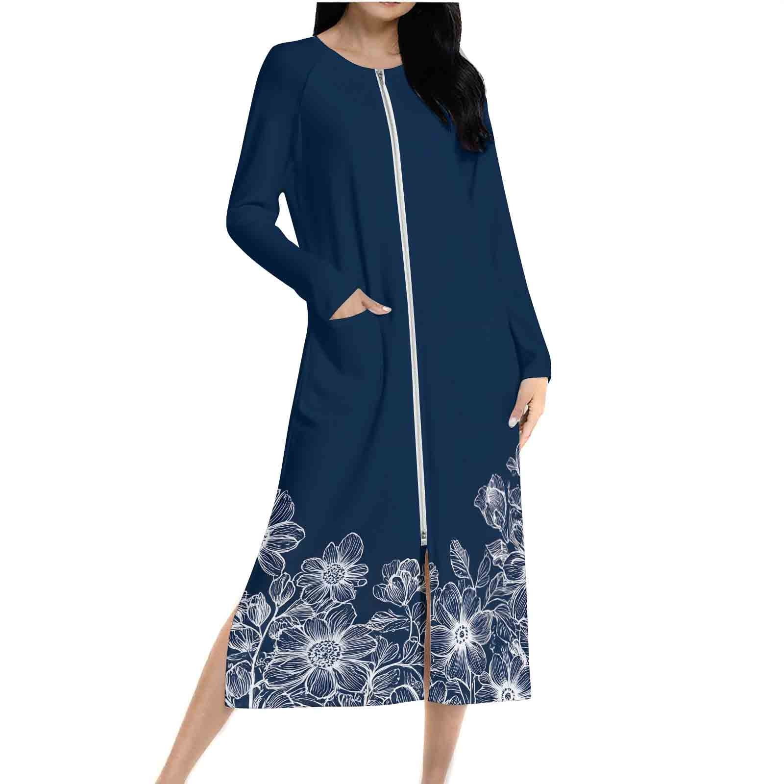 Click here for Ovingeta Women Loungewear Raglan Nightdress Full Z... prices