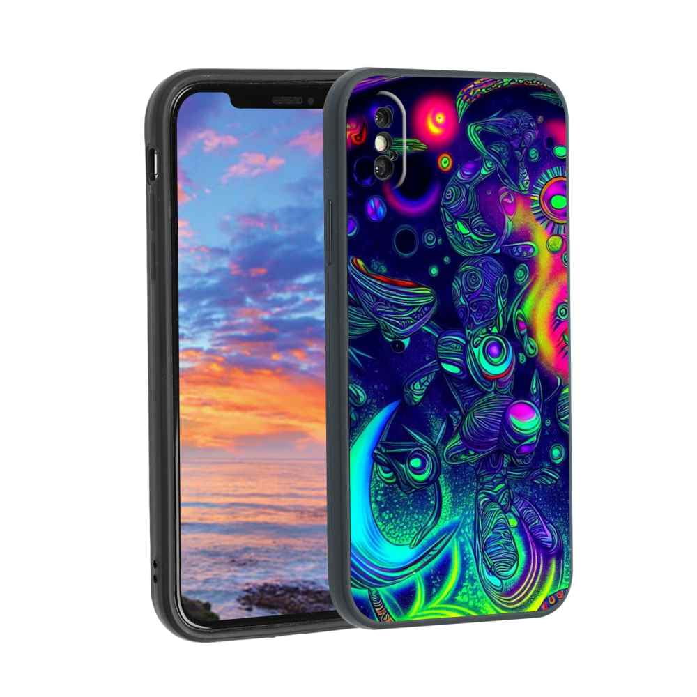 Compatible with iPhone X Phone Case, Psychedelic-Trippy-Alien-Art ...