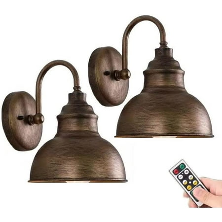 Non Hardwired Wall Sconces Battery Operated Wall Lights Set of Two with ...