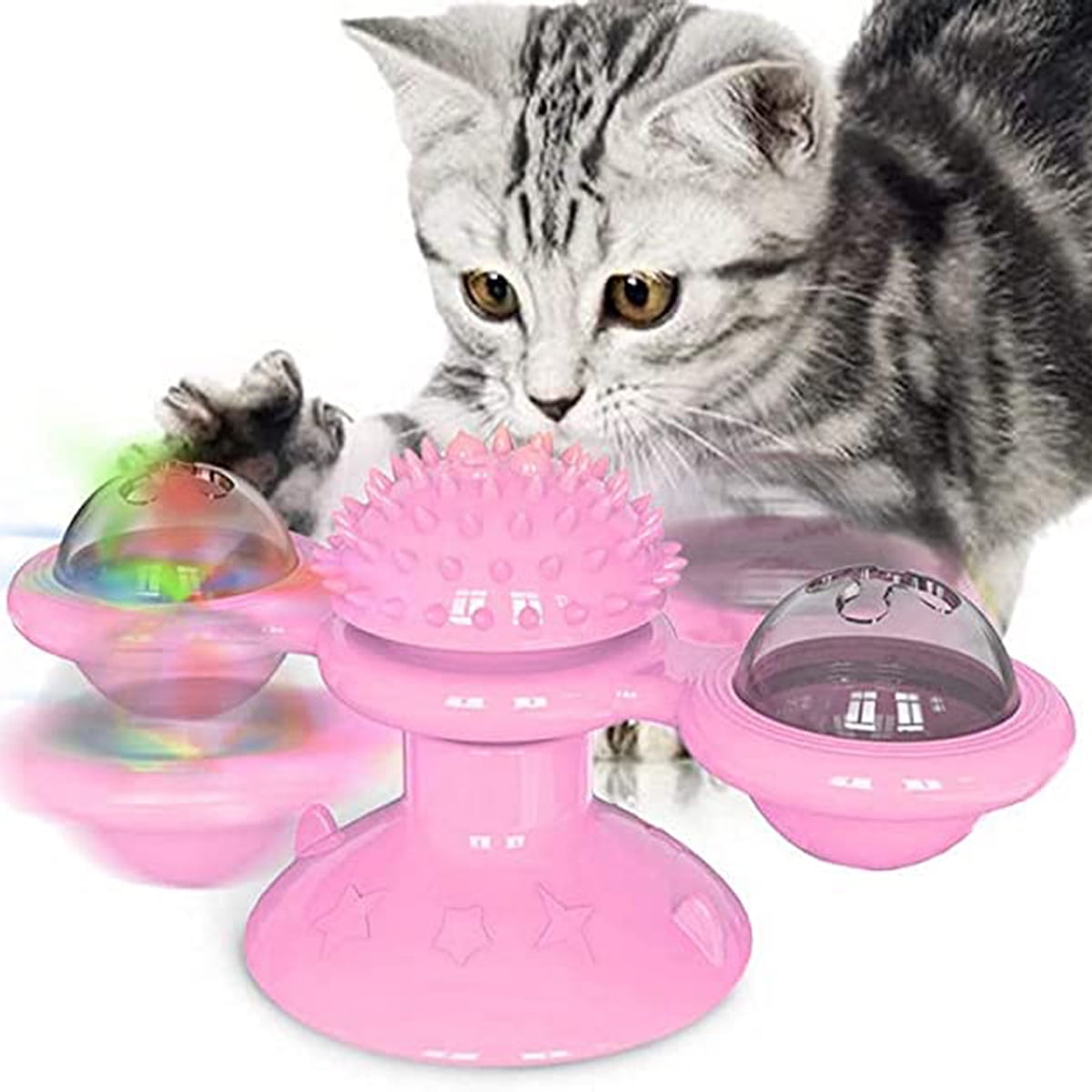 1Pieces Windmill cat toy, cat toy with catnip and glowing ball ...