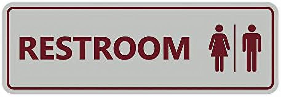 standard all gender restroom sign(light grey/burgundy) - medium ...