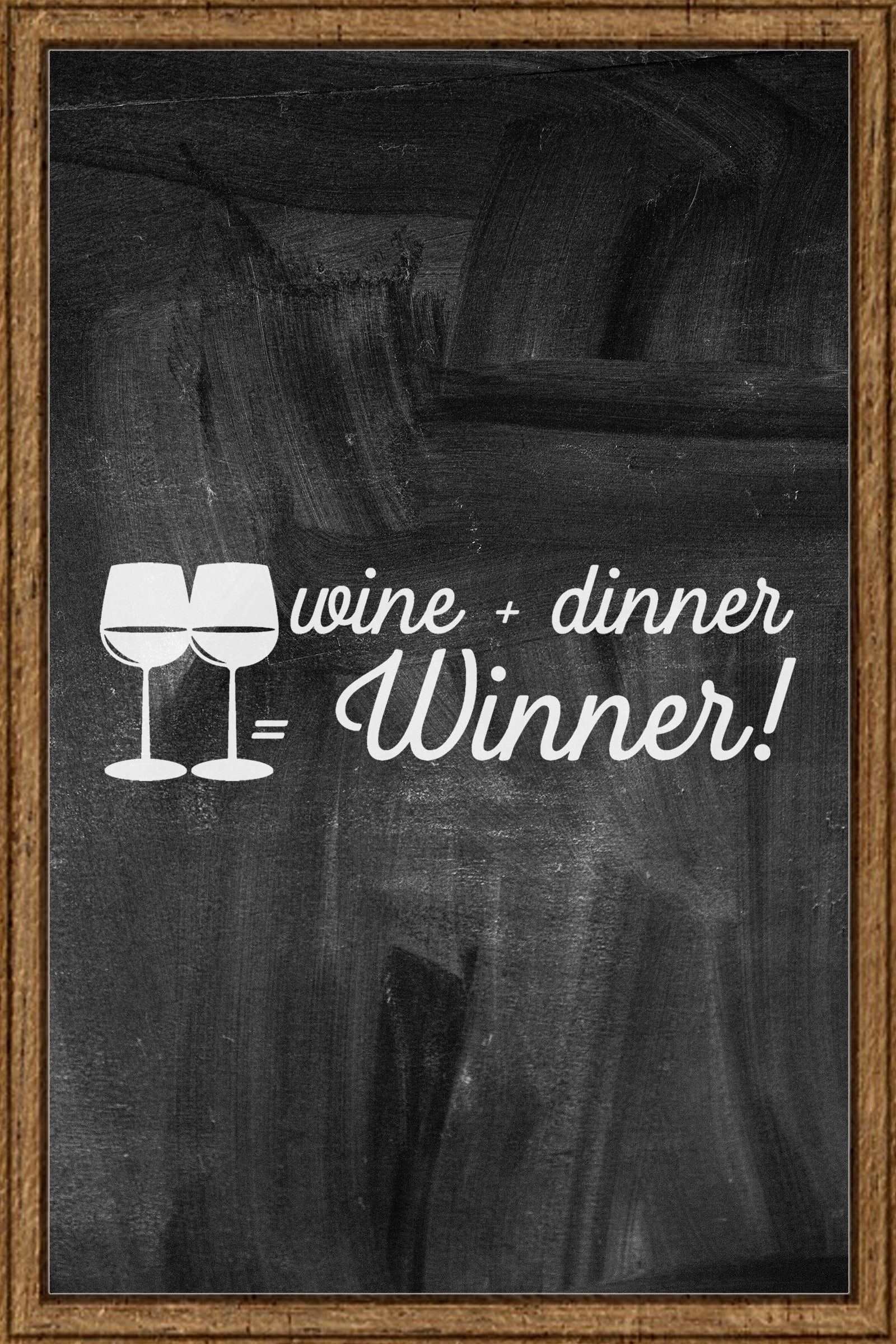 Wine plus dinner equals winner glasses funny alcohol combo Tin Sign ...