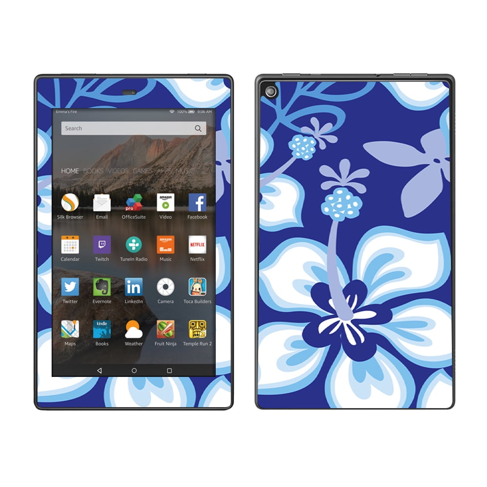 Skin Decal For Amazon Fire Hd 8 Tablet / Hibiscus Hawaii Flower Blue ...