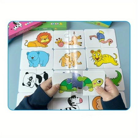 32pcs/box Animal Matching Puzzle For Baby, Image Language Cognition ...