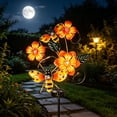 LWVITH Solar Garden Stake Light for Outdoor, Iron Bee Decorative Lawn ...