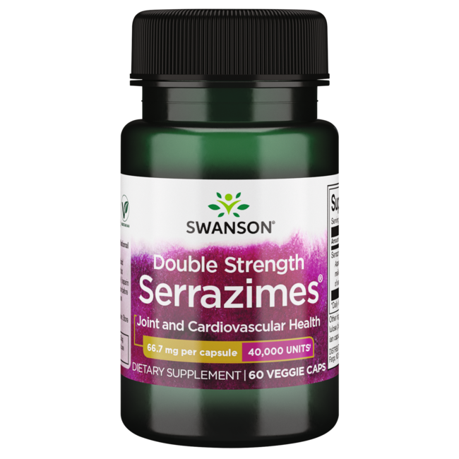 Swanson Optimum Potency Serrazimes 40,000 Units 66.7 mg 60 Veggie ...