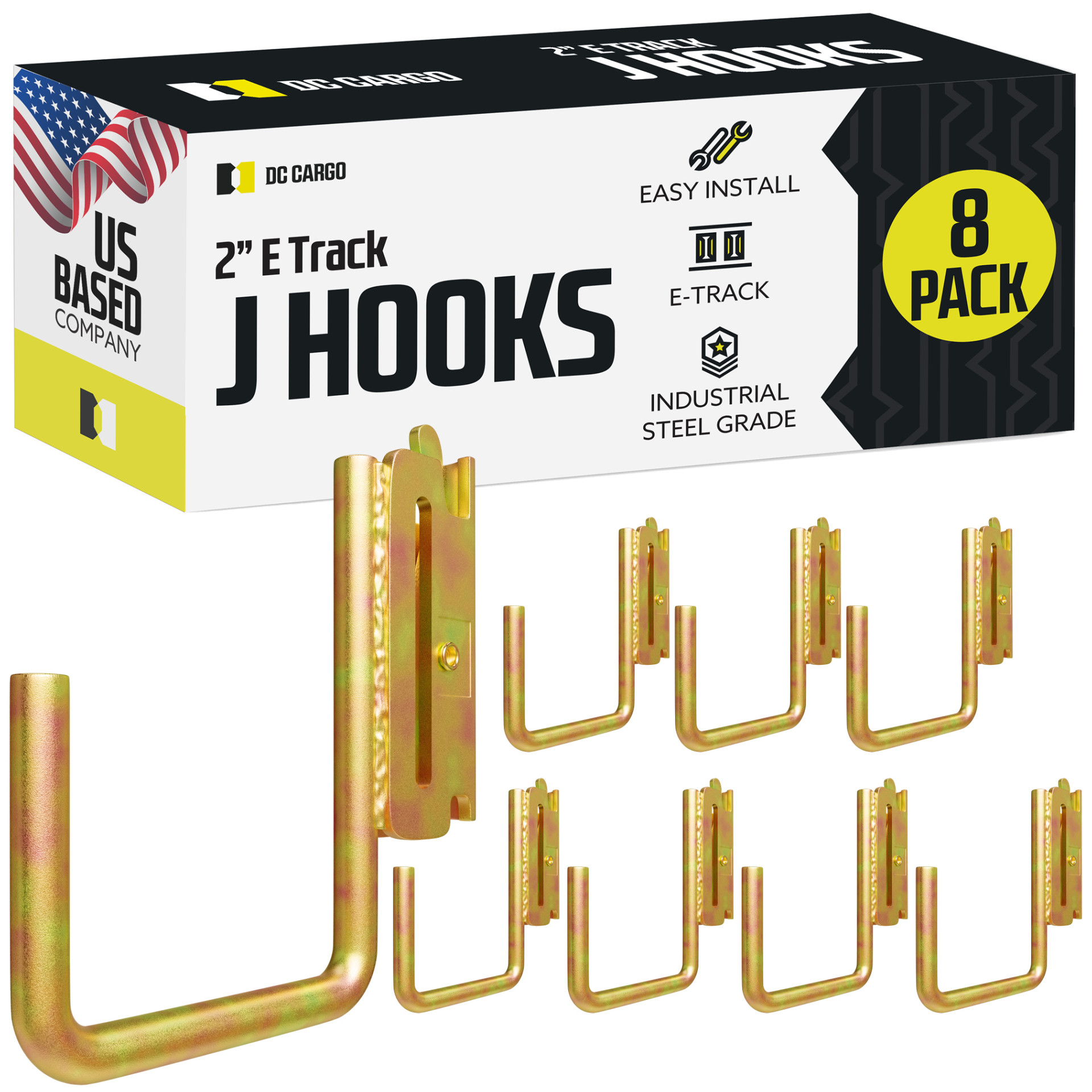 "8pc E-Track Hooks, E-Track Accessories , 2 Inch Etrack J Hooks ...