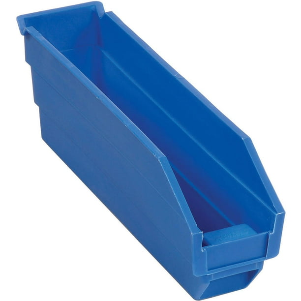 Nestable Shelf Storage Bin, Plastic, 2-3/4"W x 11-5/8"D x 4"H, Blue ...