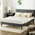 Mellow Nola Upholstered Platform Bed Frame with Headboard, Dark Gray ...