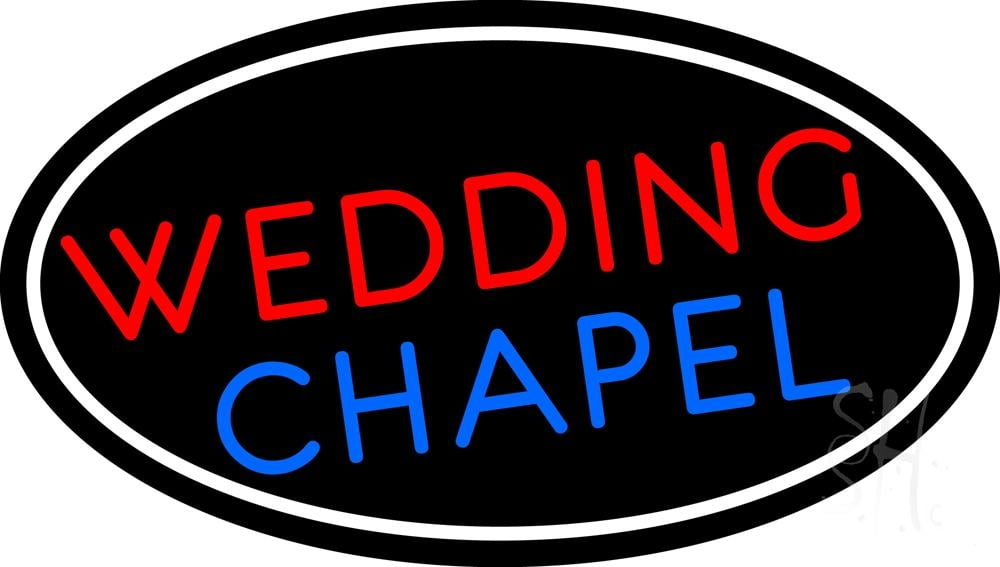 Oval Wedding Chapel Block LED Neon Sign 20" Tall x 37" Wide - inches ...