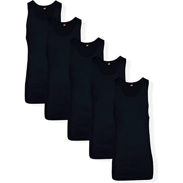 Hanes Men's Tall Man A-Shirt Tank Top, Black, 6X-Large/Tall (Pack of 5 ...