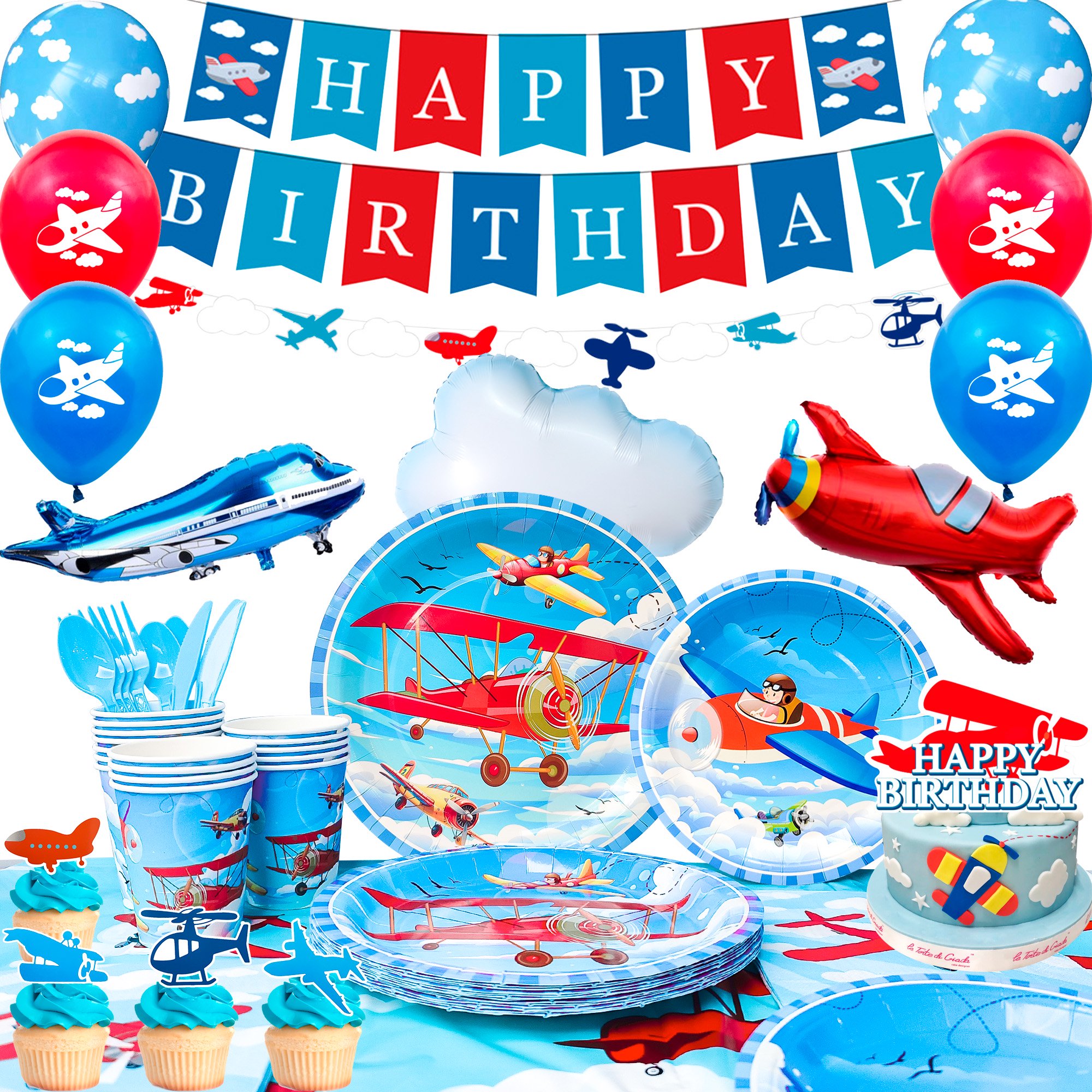 Click here for Elifjoydeco Airplane Themed Party Supplies  167pcs... prices