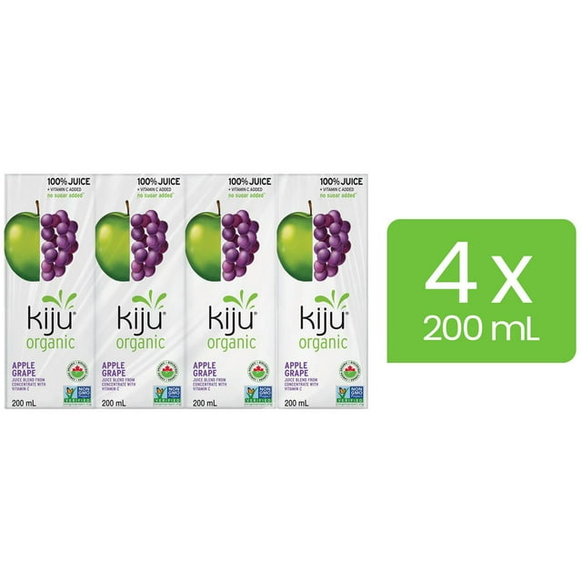Kiju Organic Apple Grape Fruit Juice Boxes 4X200ML - Walmart.ca