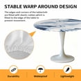 Blue Marble Round Fitted Tablecloth with Elastic Edge, Modern Abstract ...
