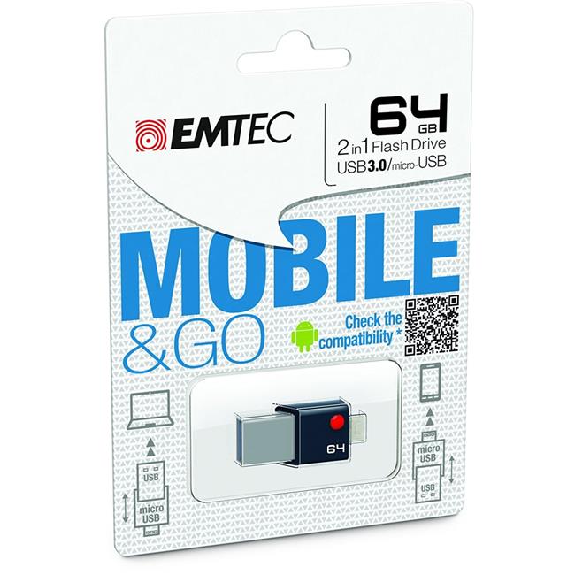 Emtec ECMMD64GT203 64Gb Flash Drive Usb3.0 T203 Otg - Walmart.com