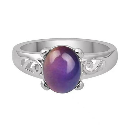 Magic Mood Ring Temperature Change Color Oval Stone Women Jewelry Gift ...