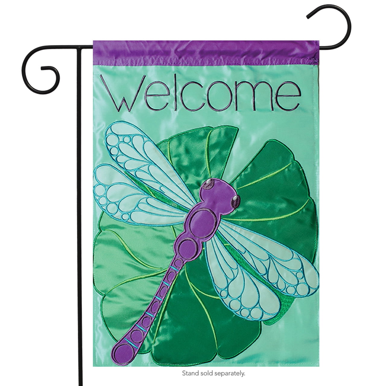 Dragonfly & Lilypad Welcome Garden Flag Spring Embroidered Dragonflies ...