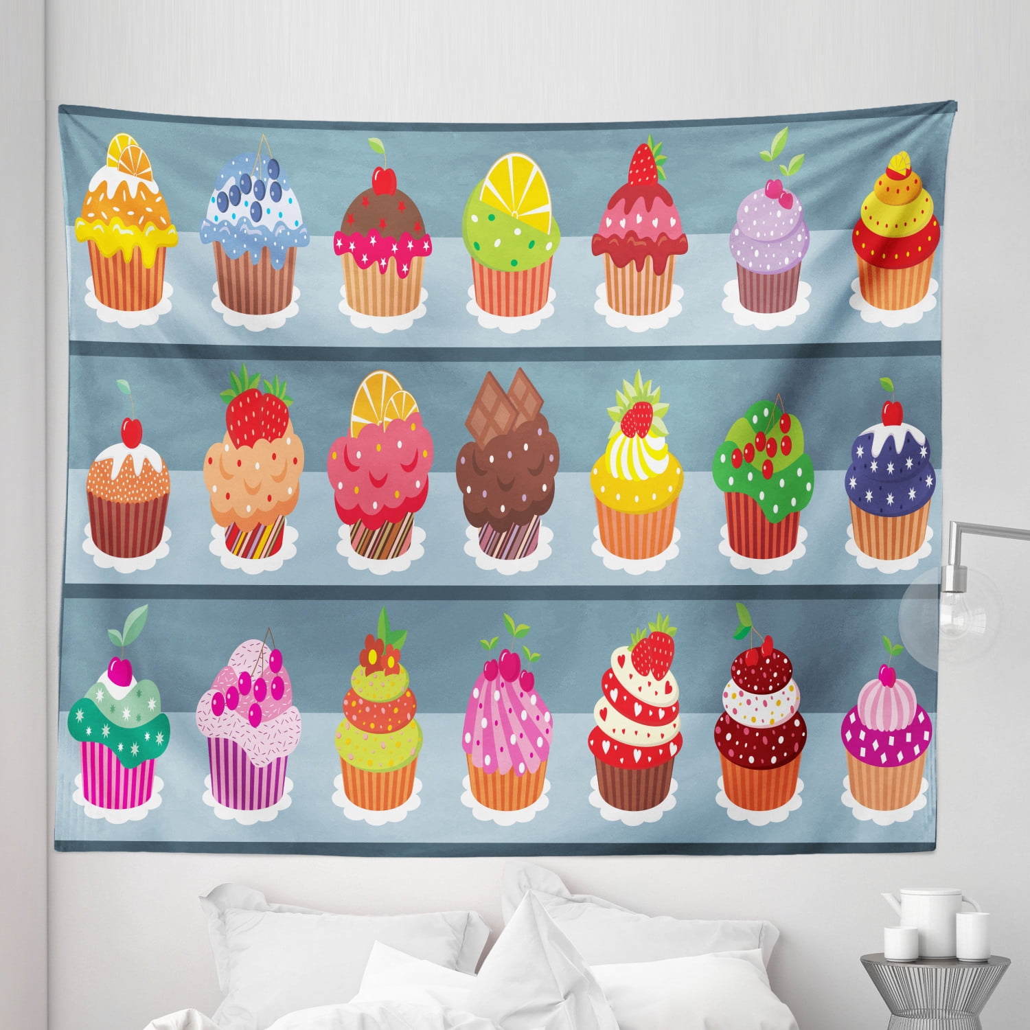 Dessert Tapestry, Poppy Sprinkled Multilayered Icing Muffins with Berry ...