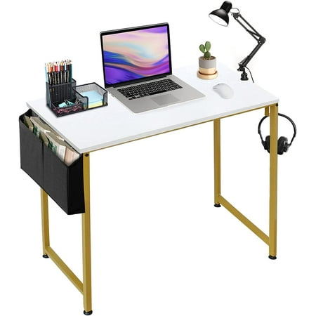 Small White Computer Desk - Modern Simple Home Office Writing Table for ...
