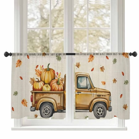 UPC 904924544032 - Pumpkin Truck Sheer Curtains 54 inches Long Fall ...