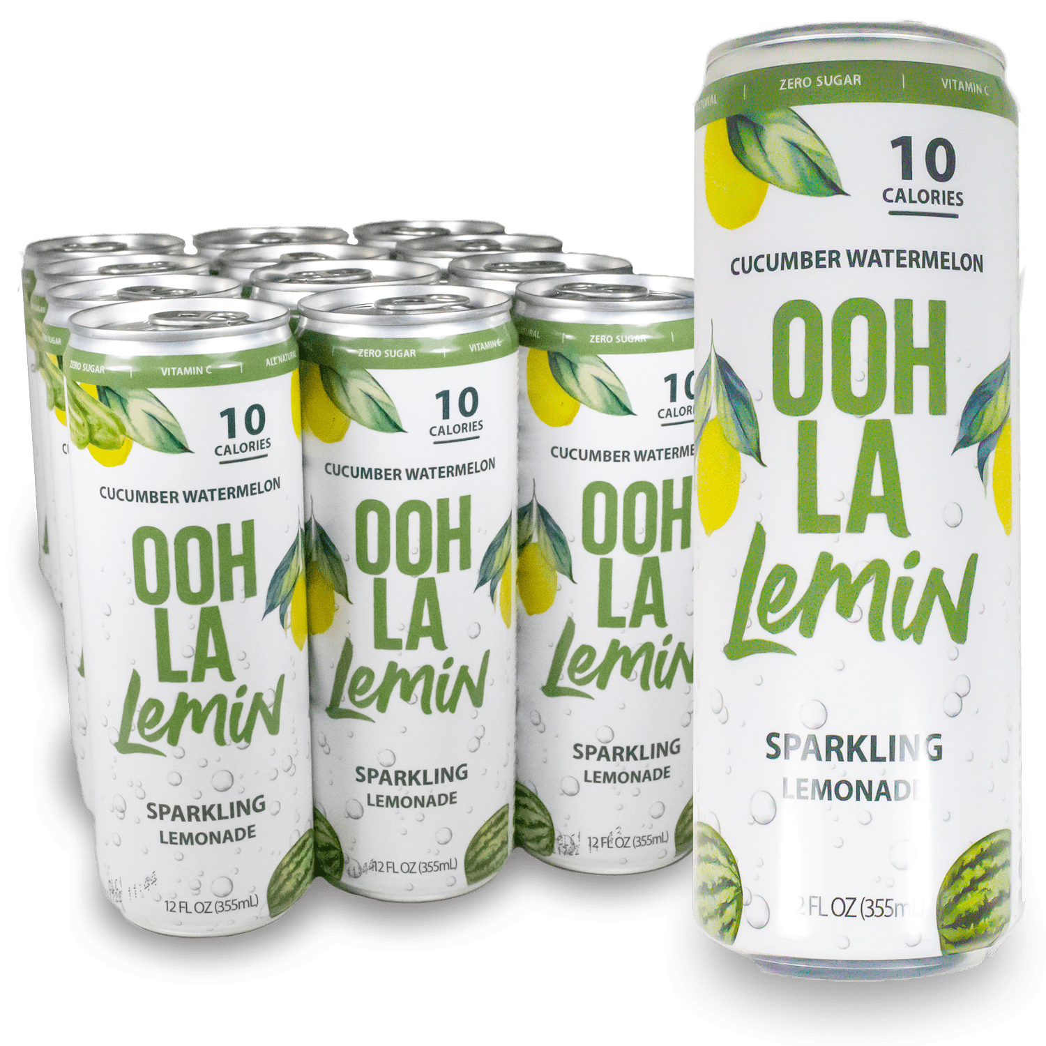 Ooh La Lemin Sparkling Lemonade, Cucumber Watermelon, 12 fl oz, 12 pack ...