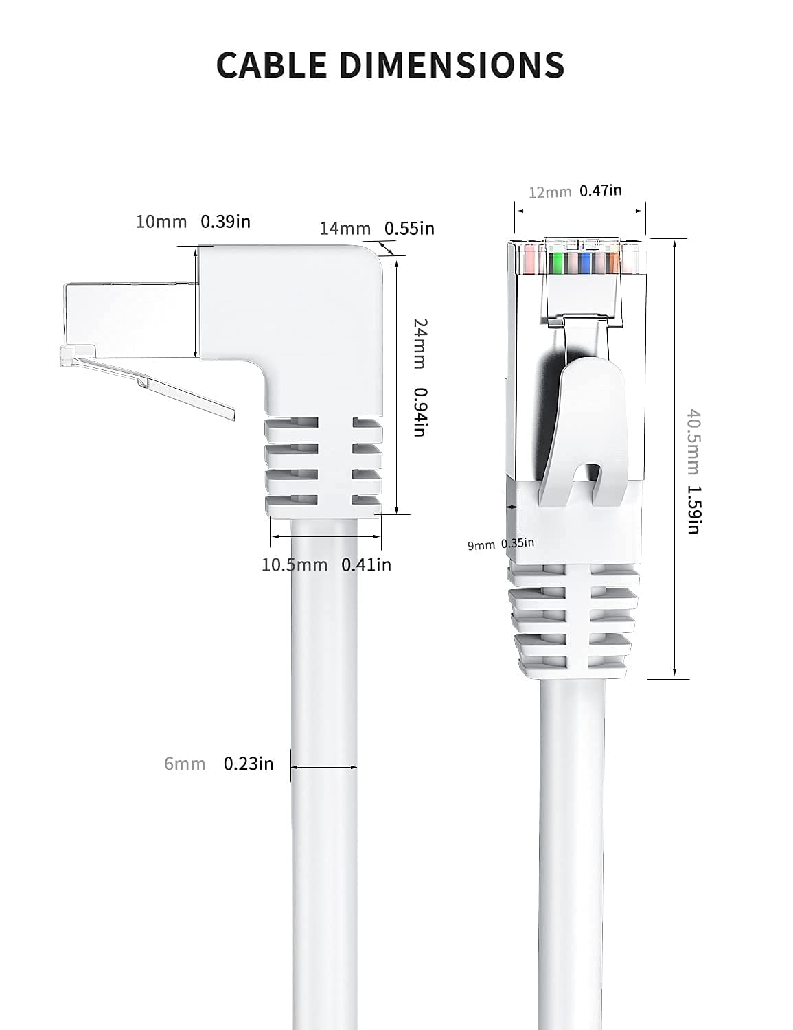 Buy JUXINICE Cat 6 Ethernet Patch Internet Cable - 6 Foot, White Cat6 Ethernet Cable Right Angle ...