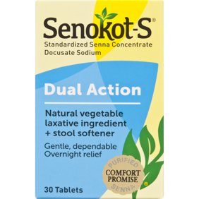 Equate Dual Action Senna-S Natural Vegetable Laxative + Stool Softener ...