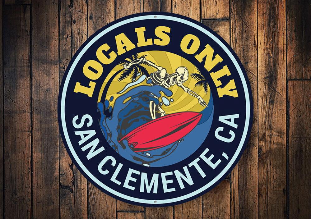 Locals Only Surfer Novelty Sign, Metal Wall Decor - 12" Round - Walmart.com