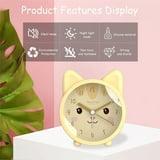 Kids Digital Alarm Clock - Cute Cat Night Light, Silent Non-Ticking ...