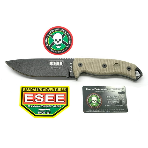 ESEE 5P-KO-E Fixed Blade Knife Black Carbon Steel & Natural Micarta w/o Sheath - Walmart.ca