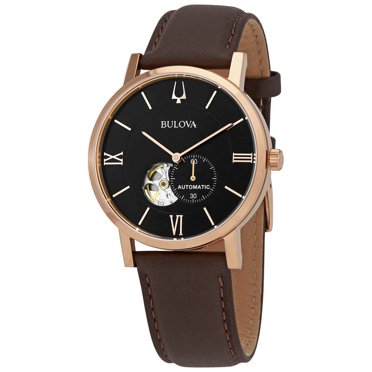 Bulova Men's Gold Finish Watch with Leather Strap 97A123 - Walmart.com