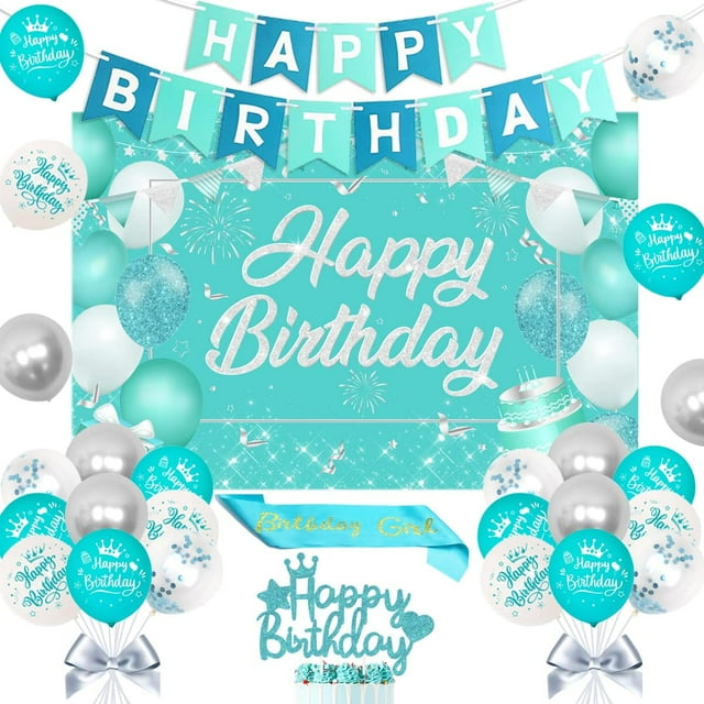 Teal Birthday Party Decorations Turqoise Birthday Decorations for Women ...