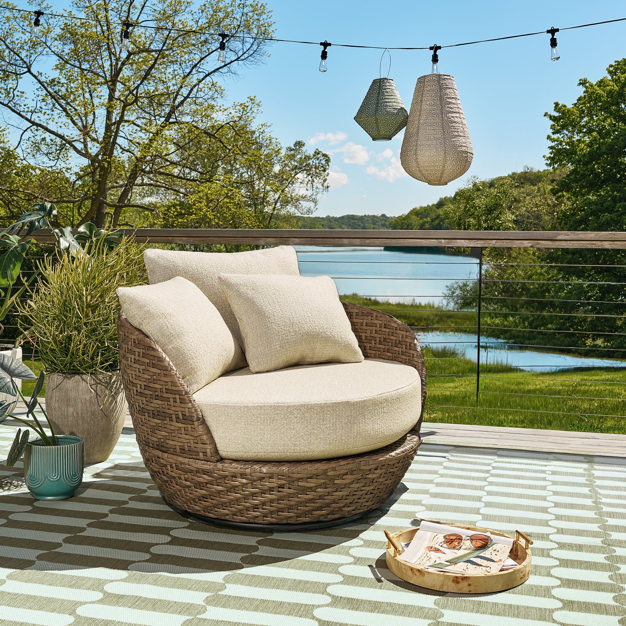 Click here for Beautiful Wicker Outdoor Swivel Statement Chair Wi... prices