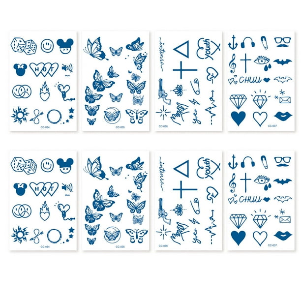 8 Sheets Temporary Tattoo Men Women Adult, Finger Tattoo Stickers ...
