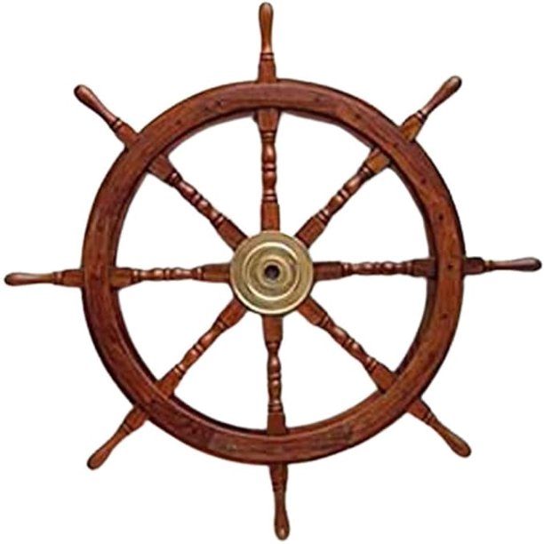 36" Nautical Wood Ship Wheels Handcrafted Captain's Boat Ship Steering ...