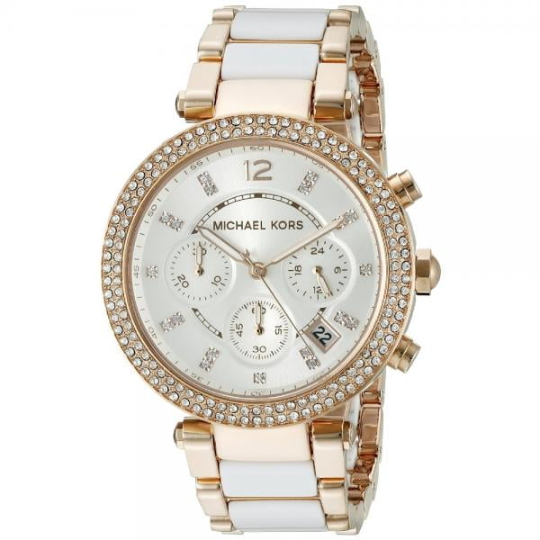 Women's MK5774 Parker Rose Gold-Tone White Watch - Walmart.com